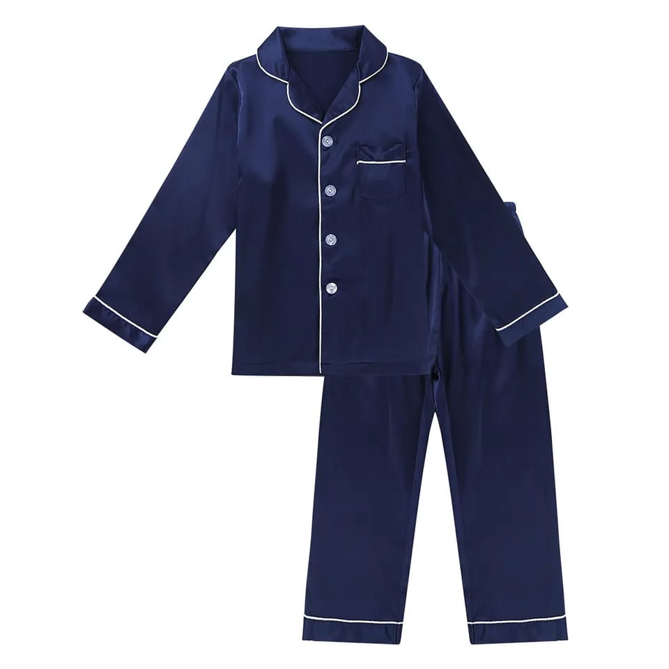 Blue Kids Silk Pajamas Set – Kidco.pk